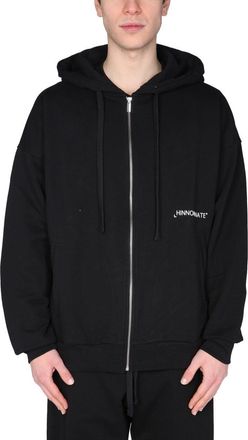 Hinnominate Zip-Front Cotton Sweatshirt - Black