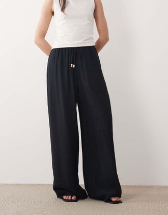 Abercrombie & Fitch Hose in Marineblau mit weitem Bein und Taillenschn&uuml;rung-Schwarz