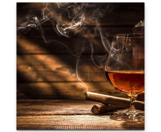Paul Sinus Art Leinwandbilder | Bilder Leinwand 60x60cm Whiskey und Zigarette