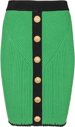 Balmain Femme, Jupes, Vert, Taille: 38 FR Jupe midi en maille bicolore
