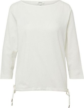 s.Oliver 3/4-Arm-Shirt T-Shirt Strukturierte Shirt-Bluse mit U-Boot-Ausschnitt