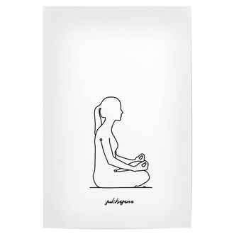 artboxONE Poster 30x20 cm Menschen Yoga Sukhasana bw one line hochwertiger Design Kunstdruck - Bild Yoga Female Frau