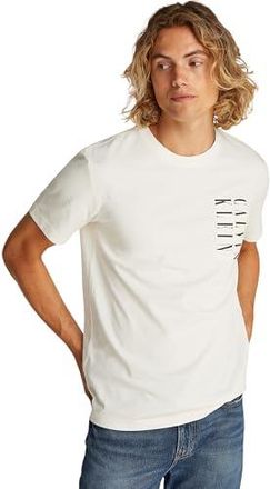 Calvin Klein T-Shirt Manches Courtes Homme Serif Box Graphic Tee en Coton, Beige (Tofu), 3XL