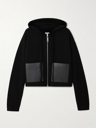Loewe Kapuzenjacke Aus Einer Wollmischung Mit Lederbesatz - Schwarz