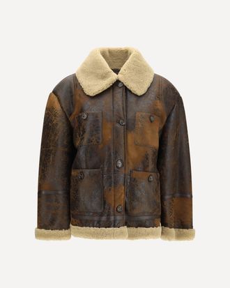 Valstar Oversized leather Jacket with shearling collar Female 44