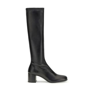 Prada Schwarze Lederstiefeletten mit mittelhohem Absatz - - Shoes - Damen - Schwarzk - 37 EU