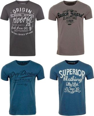 Riverso T-Shirt Herren Printshirt RIVLeon Regular Fit (4-tlg) Kurzarm Tee Shirt mit Rundhalsausschnitt aus 100% Baumwolle