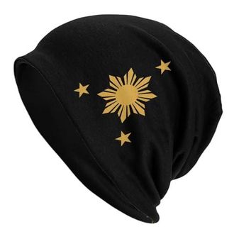 Generic Homme Femme Bonnet &Agrave; Revers Drapeau Philippin du Soleil Et des &Eacute;toiles Bonnets De Ski Chaud Hiver Chapeaux Doux Bonnet dhiver pour Course Hiver Patina