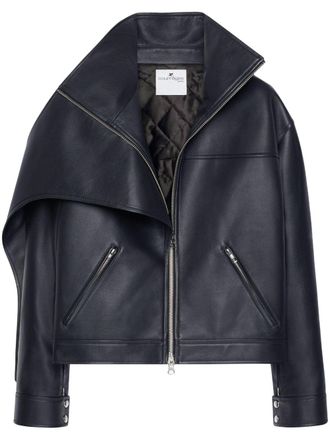 Courrèges veste oversize en cuir - Noir