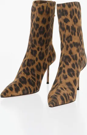 Aquazzura Stiefeletten aus Wildleder HONORE mit Animalier-Muster und 8,5cm Absatz Aquazzura