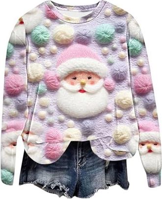 Generic HUIFUAO - Sweat-shirt de No&euml;l pour femme - Chandail de P&egrave;re No&euml;l moche pour femmes - Haut de No&euml;l moche pour femme, rose, M