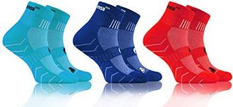 Sesto Senso Chaussettes Sport Colorées Coton Femme Homme Lot de 3 Paires Turquoise Rouge Bleu 43-47 3 Pack Blue