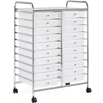 Yaheetech Yaheetech - Chariot de Rangement Tour de Rangement &agrave; roulettes avec 20 Tiroirs 62,5 x 36 x 91 cm