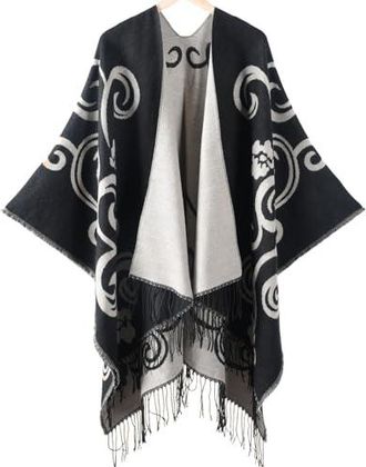 Generic Poncho Femme Hiver Chaud Chale Femme Hiver Chaud Cape Femme Effet enveloppant Poncho &Eacute;l&eacute;gant Tricot Fin Polyvalent Trois Saisons Automne-Hiver