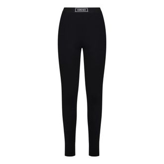 Versace Femme, Pantalons, Noir, Taille: 36 FR Leggings avec logo &agrave; la taille