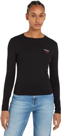Tommy Jeans Damen Langarmshirt Slim Fit Essential ohne Kapuze, Schwarz (Black), XXS