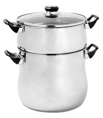 Crealys 504940 Couscous-Topf, 24 cm, 12 l, Edelstahl, mit schwarzem Bakelitgriff