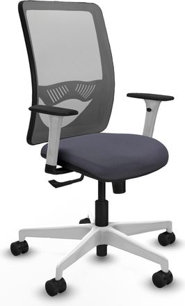 Piqueras y Crespo Hellgrauer Stuhl Zulema mit wei&szlig;en und schwarzen Armlehnen, h&ouml;henverstellbare Lendenwirbelst&uuml;tze, ausgestattet mit Sincro 3 Positionen und Schneidesch