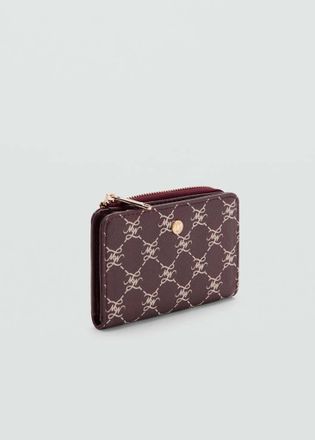 Mango Portefeuille moyen imprim&eacute; logo bordeaux - Femme - Taille unique - MANGO