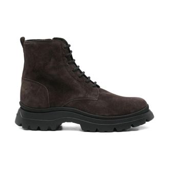 Hogan Braune Wildleder Rei&szlig;verschluss Schn&uuml;rstiefel - - Shoes - Herren - Braun - 45 EU