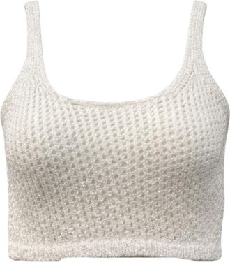 Simona Corsellini Femme, Tops, Blanc, Taille: 38 FR Top Crop in Maglia Paillettes