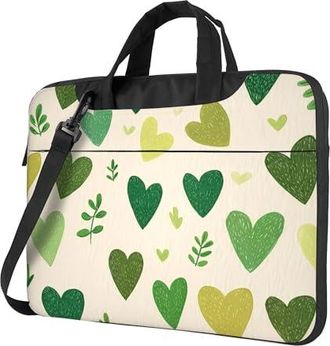 Generic Sac pour ordinateur portable de 15,6 avec bandouli&egrave;re - Motif feuilles - Motif coeur vert - Pour homme et femme, multicolore, 15.6 inch