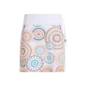 vishes kurzer Damen-Rock mit Mandalas in wei&szlig; I Gr&ouml;&szlig;e XS (32-34) I Handgefertigt aus 100% Baumwolle I Rock mit Taschen I Ideal f&uuml;r warme & kalte Monate I Nac