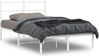 vidaXL Cadre de lit m&eacute;tal avec t&ecirc;te de lit blanc 120x190 cm
