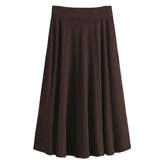 Generic Jupes longues blanches pour femmes | Jupes pour femmes | Jupe dhiver &agrave; taille &eacute;lastique - Jupe midi de couleur unie - Jupe thermique en tricot chaud -