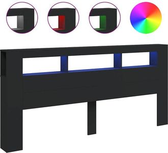 vidaXL LED-Kopfteil Schwarz 220x18,5x103,5 cm Holzwerkstoff Vidaxl