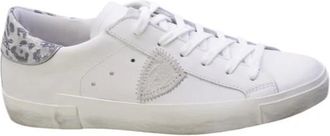 Philippe Model Femme, Chaussures, Blanc, Taille: 40 EU Baskets en cuir blanc avec d&eacute;tails argent&eacute;s