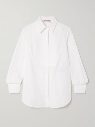 Valentino Garavani Chemise En Piqué De Coton À Finitions En Popeline - Blanc
