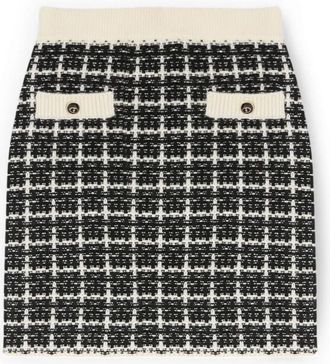 Motivi Femme, Jupes, Noir, Taille: 42 FR Check Knit Mini Skirt