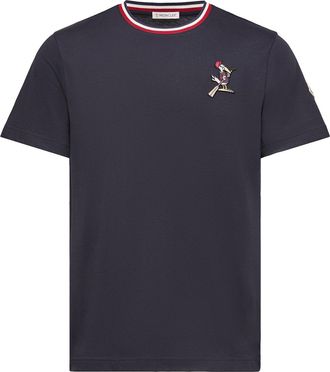 Moncler Moncler T-shirt En Coton &Agrave; Empi&egrave;cement Logo Monduck, Homme, Bleu, Taille: 3xl
