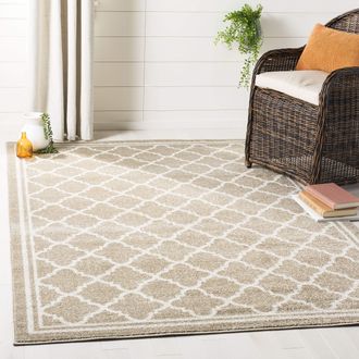 Safavieh Boho Teppich für Wohnzimmer, Esszimmer, Schlafzimmer - Amherst Collection, Kurzer Flor, Weizen und Beige, 122 X 183 cm