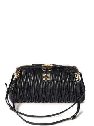 Miu Miu Hobo Bags - Ruched Pattern Shoulder Bag In Textured Leather - Gr. unisize - in Schwarz - f&uuml;r Damen