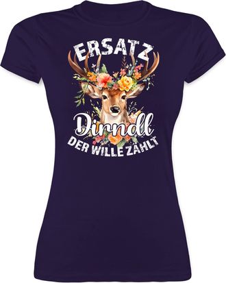 Shirtracer Shirt Damen - Kompatibel mit Oktoberfest - Ersatz Dirndl Der Wille Z&auml;hlt - XXL - Lila - trachtenshirt Hirsch Trachten t Shirts bayrische geweih t-Shir