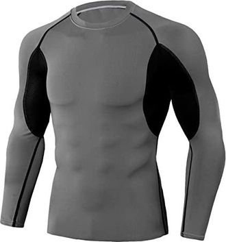 Generic T-shirts de compression &agrave; manches longues pour homme - S&eacute;chage rapide - Pour la gym, la course &agrave; pied, le fitness, lentra&icirc;nement,T-Shirts Manches Long