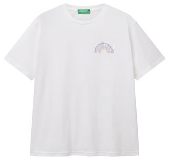 Benetton Herren 3i1xu1096 T-Shirt, Wei&szlig;, Large