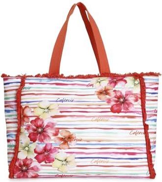 Caf&egrave;noir Sac De Plage En Tissu Imprim&eacute;, Pour Femme, Couleur Rouge, Taille Taille Unique