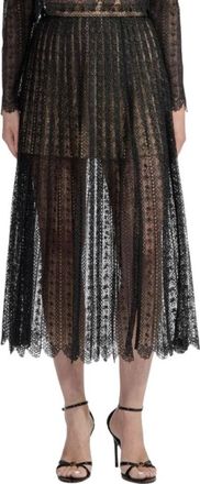 Self Portrait Femme, Jupes, Noir, Taille: 40 FR Organza Lace Midi Skirt