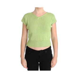 Pink Memories Femme, Pulls, Vert, Taille: ONE Size Pull en Tricot Vert Col en V