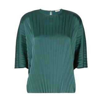 Max Mara Blouse en satin pliss&eacute; - Femme - Blouses et Chemises - Vert - Taille: 36 FR