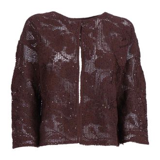 KANGRA Coreana Ricamo Cornely + Paillettes - - Knitwear - Damen - Braun - L
