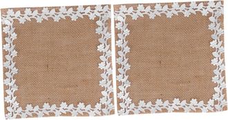 Cabilock 2 St&uuml;ck Platzsets mit Spitzenrand Western Food Mat aus Jute Beige K&uuml;chenunterlage f&uuml;r Restaurant und Hochzeit