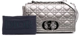 Dior Hobo Bags - Medium Metallic Calfskin Cannage Supple Caro Bag - Gr. unisize - in Silber - f&uuml;r Damen