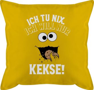 Shirtracer Kissen 50x50 - Karneval & Fasching - Ich tu nix Ich will nur Kekse I Krümelmonster I Keksmonster I Cookie Monster I Keks - 50 x 50 cm - Gelb - süße ka
