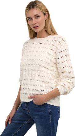 Kaffe Strickpullover KAelena Damen Strickpullover Langarm Lochmuster Strickpulli Rundhals Pullover XL, Chalk