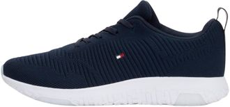 Tommy Hilfiger Herren Runner Sneaker Corporate Knit Rib Runner Sportschuhe, Blau (Desert Sky), 46