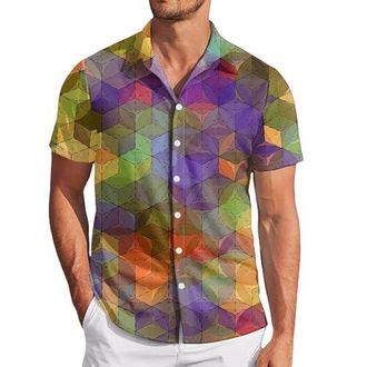 Generic Tee-Shirt Homme- Chemise &agrave; Manches Courtes pour Homme Style Mardi &agrave; Sequins Imprim&eacute;E en 3D Num&eacute;Rique Col &agrave; Revers Et Boutons Chic